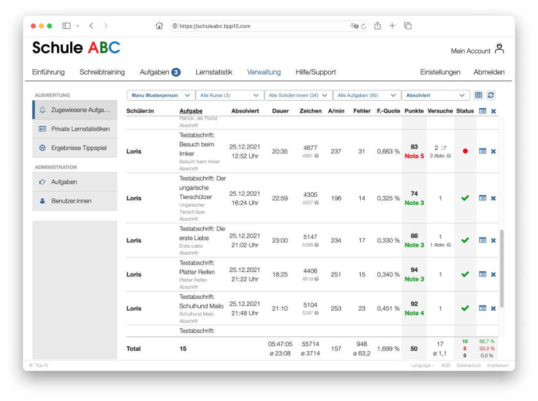 Tipp10 School version | Touch typing in School